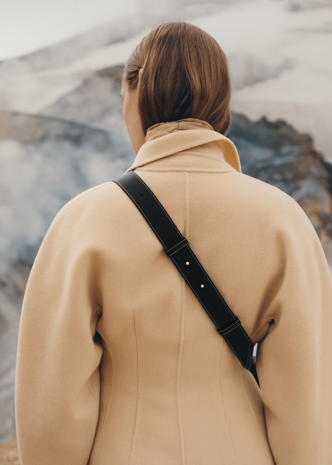 Polène | Bag - Mokki - Textured Black with Ecru Stitching